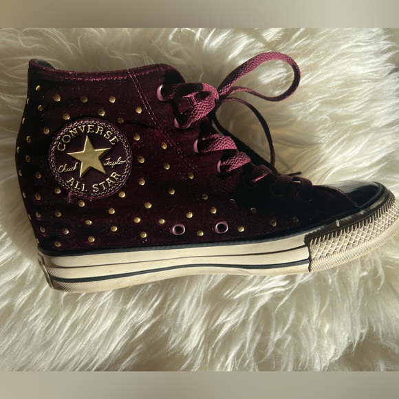 Converse | Shoes | Converse Hidden Wedge Chuck Taylor Lux Velvet Ruby Like New Size Womens 9 ...